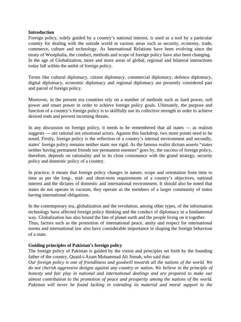Pakistan's Foreign Policy Principles Explained | PDF | Pakistan ...