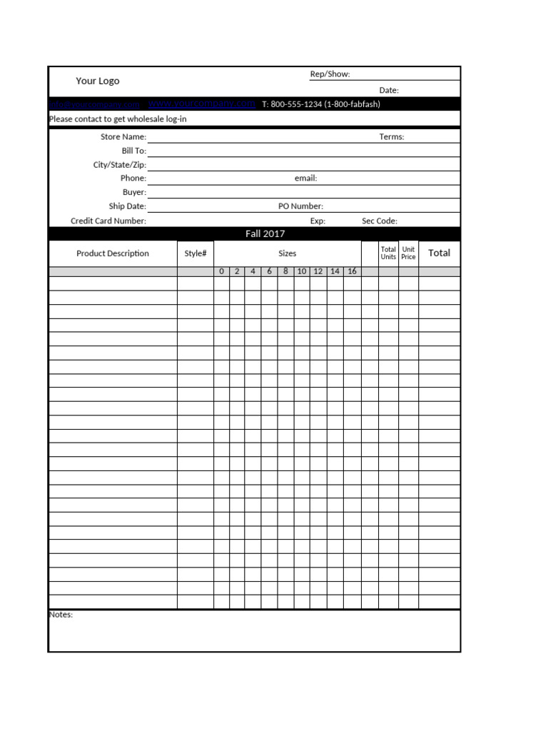 Wholesale Order Form Template | PDF