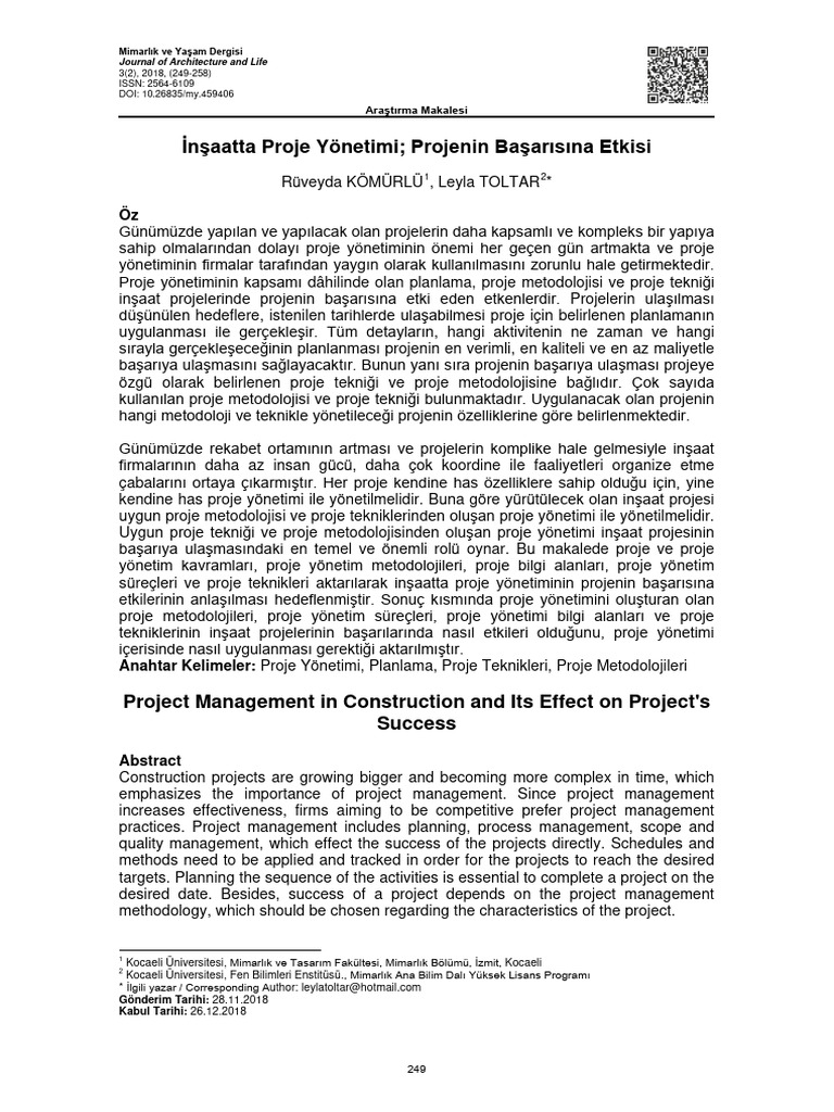 Insaatta Proje Yonetimi Projenin Basaris | PDF