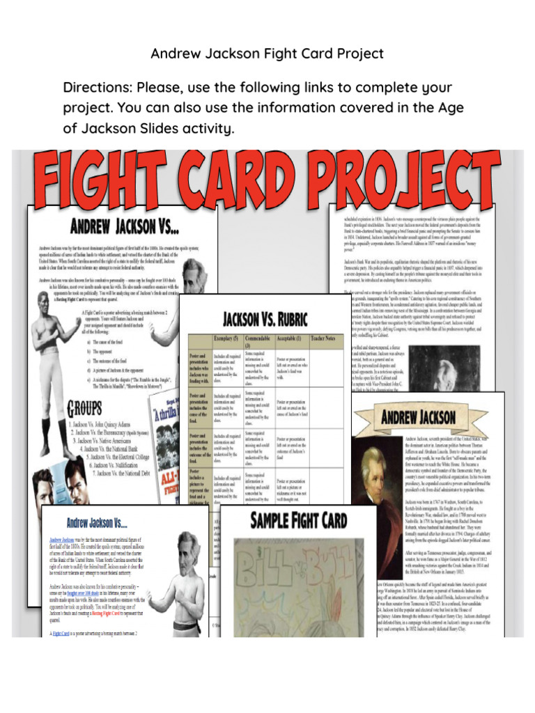 Andrew Jackson Fight Card Project Guide | PDF