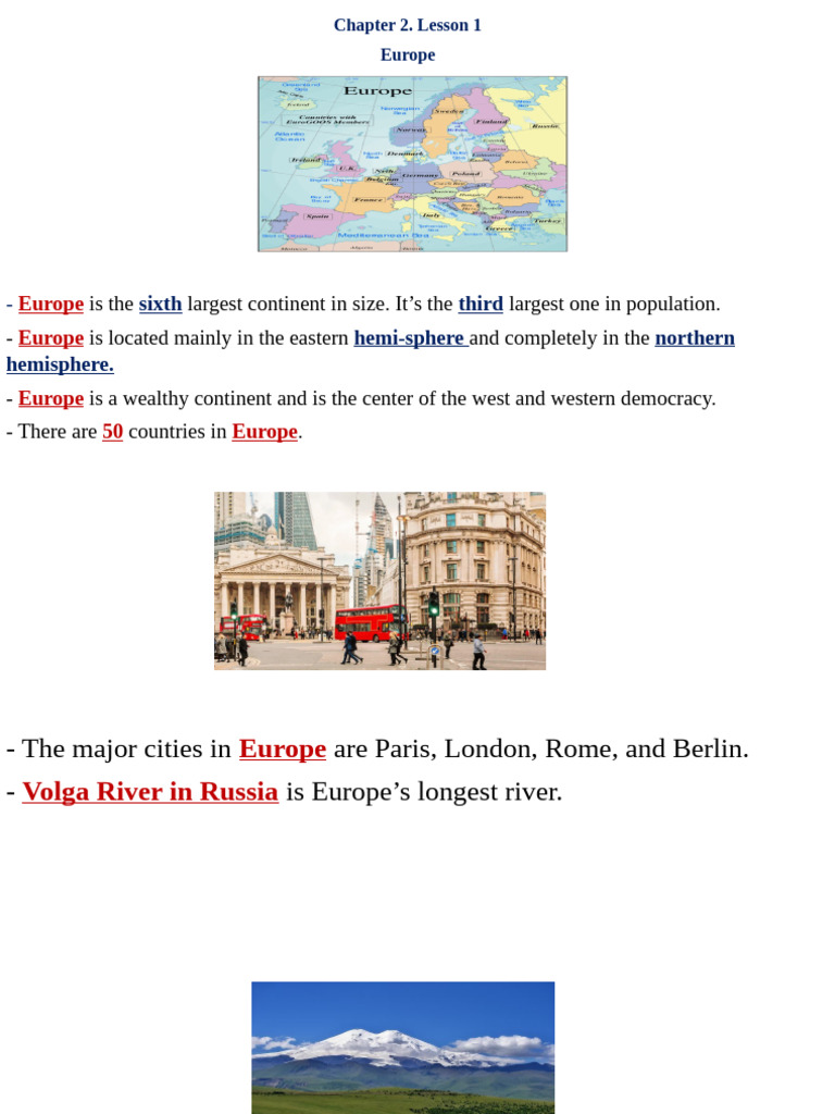 Overview of Europe: Geography and Landmarks | PDF