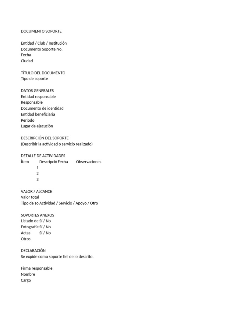 Formato Documento Soporte | PDF