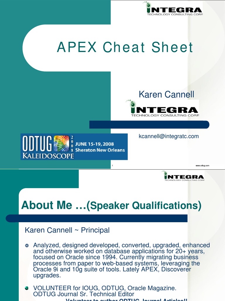 Oracle Application Express Cheat Sheet | Parameter (Computer ...