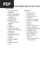 GCSE Maths Higher Non-Calculator Topics | PDF