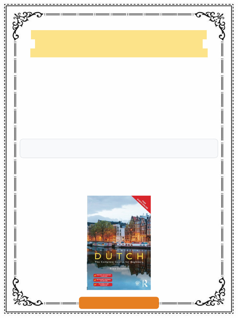 Colloquial Dutch The Complete Language Course for Beginners 3rd ed 2016 ...