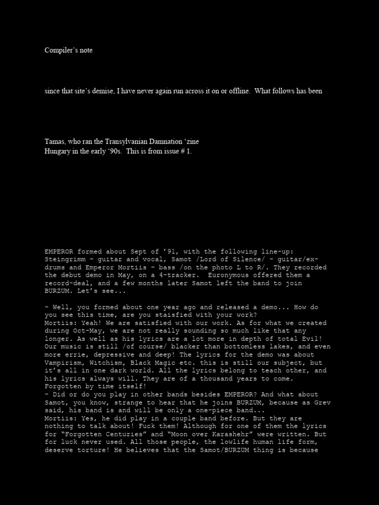 1992 Interview with Emperor's Mortiis | PDF