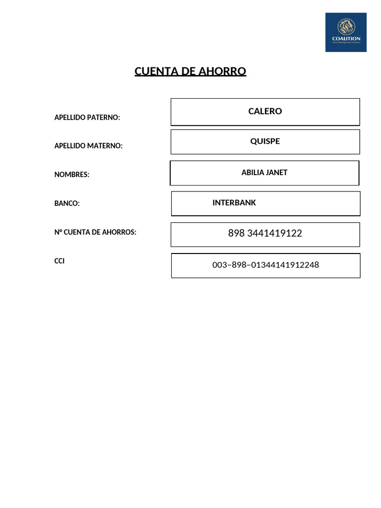 Cuenta de Ahorro Interbank Abilia Quispe | PDF