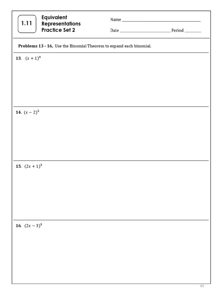 Binomial Theorem Expansion Practice | PDF