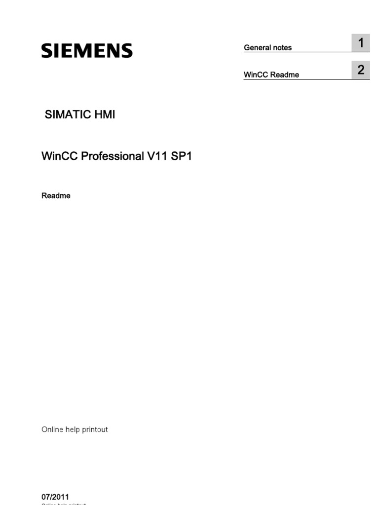 Readme Wincc Professional v11 Sp1 | PDF | Windows 7 | Microsoft Windows