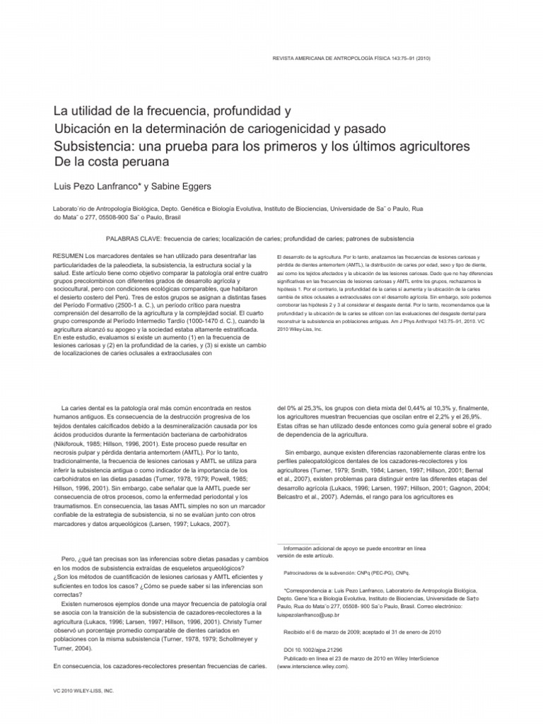 The usefulness of caries frequency (Pezo Lanfranco y Eggers 2010) (1) | PDF