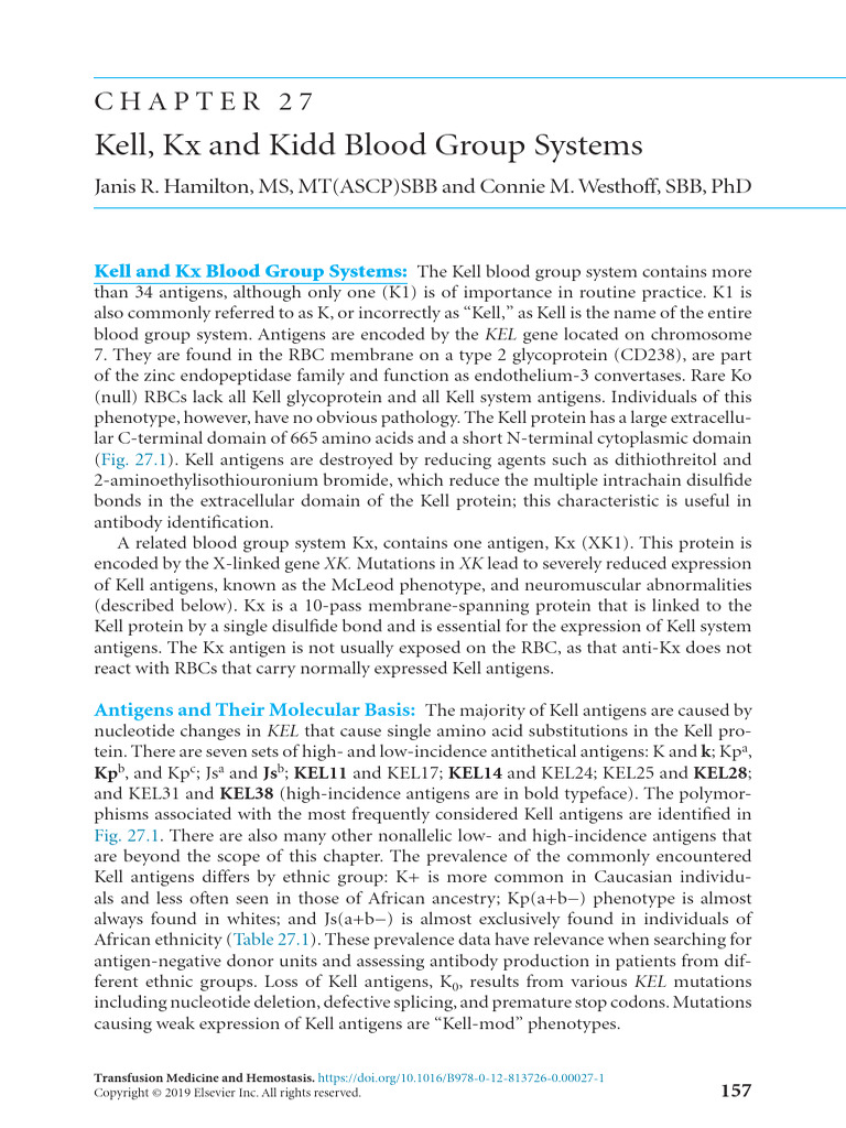 Kell and Kidd Blood Group Systems Overview | PDF | Blood Type ...