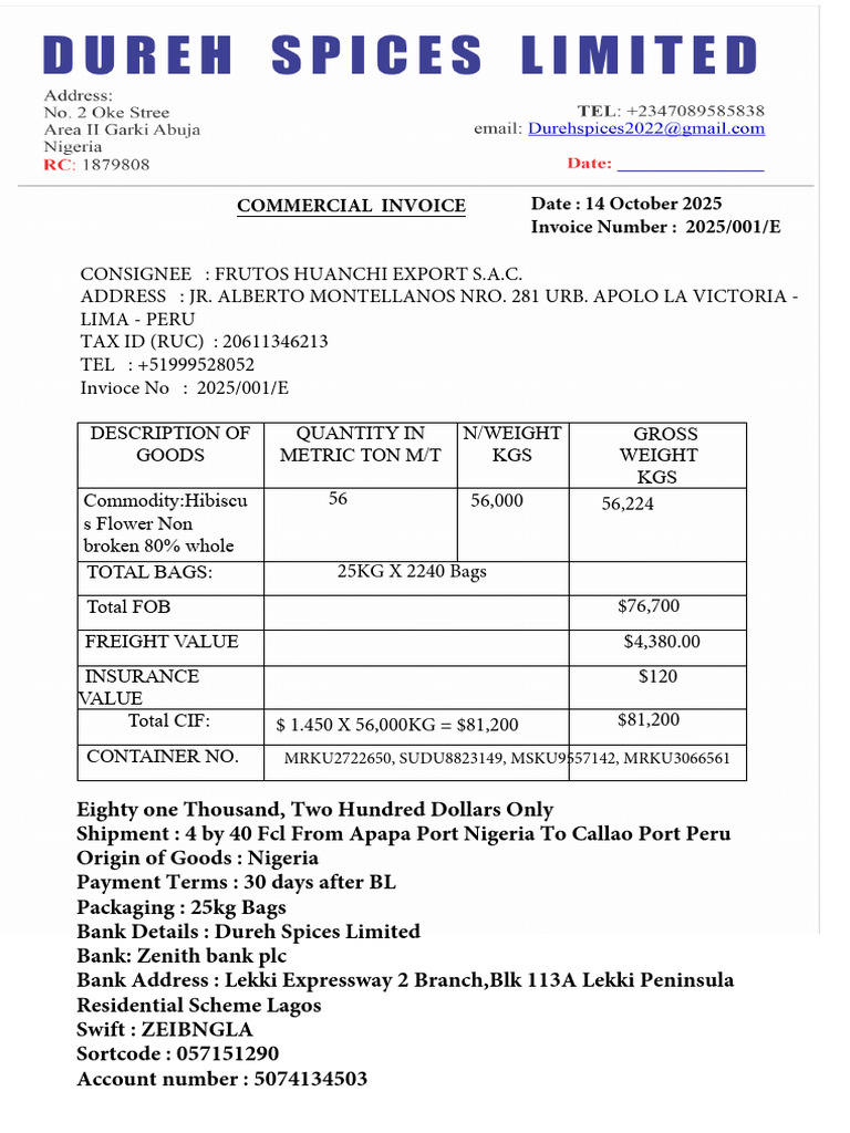 Invoice Nigeria Import | PDF