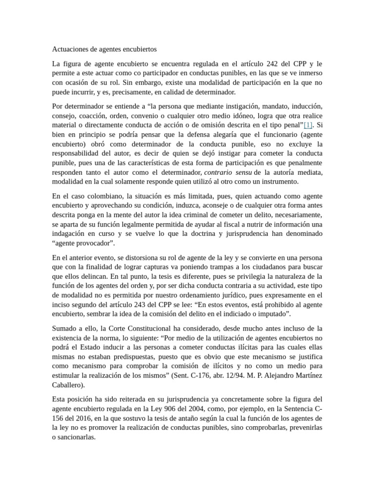 Agentes encubiertos y su regulación legal | PDF | Fiscal | Ley común