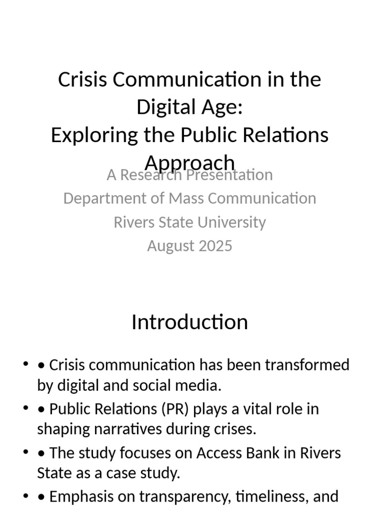 Digital Crisis Communication Strategies | PDF | Crisis Management ...