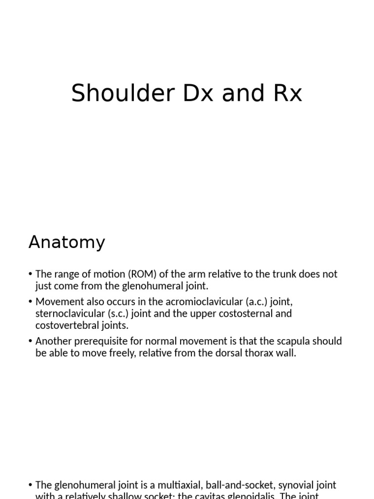 Comprehensive Shoulder Diagnosis and Treatment | PDF | Shoulder | Joints