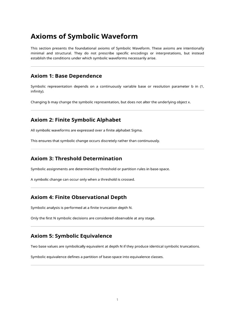 Axioms of Symbolic Waveform Theory | PDF | Axiom | Complexity