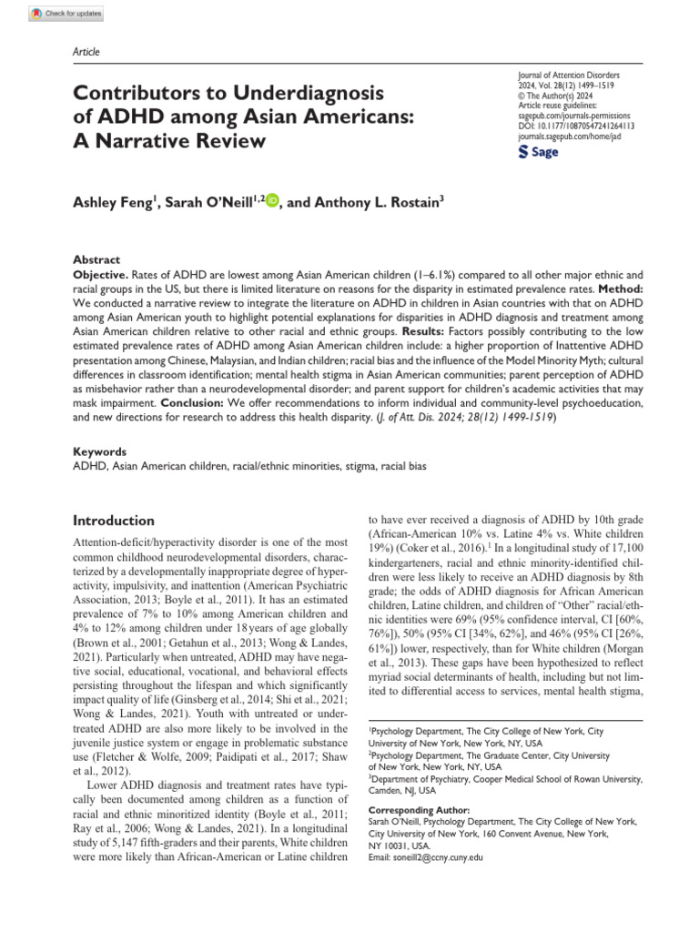 Underdiagnosis of Adhd Among Asian Americans | PDF | Attention Deficit ...