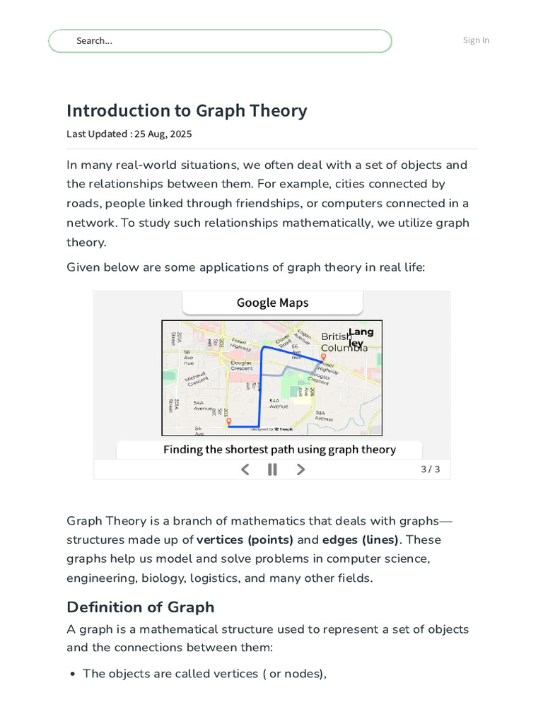 Introduction to Graph Theory - GeeksforGeeks | PDF | Vertex (Graph Theory) | Graph Theory