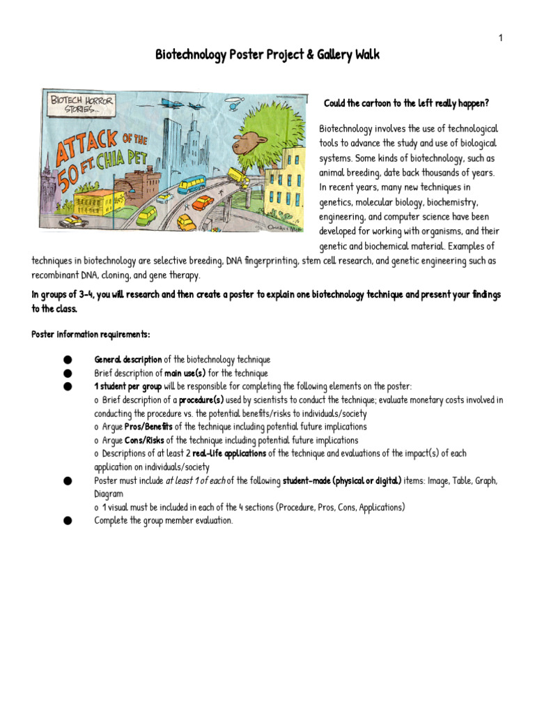 Biotechnology Poster Project & Gallery Walk | PDF | Biotechnology | Cloning