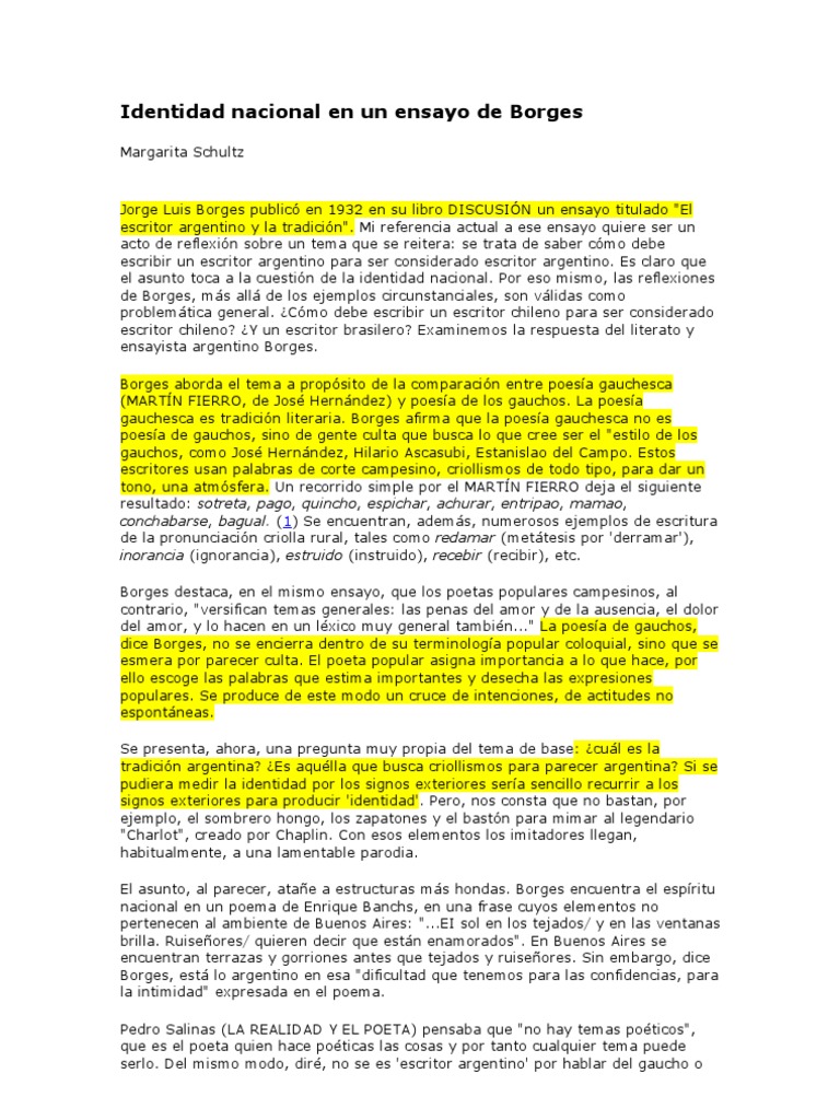Identidad Nacional en Un Ensayo de Borges | PDF | Ensayos