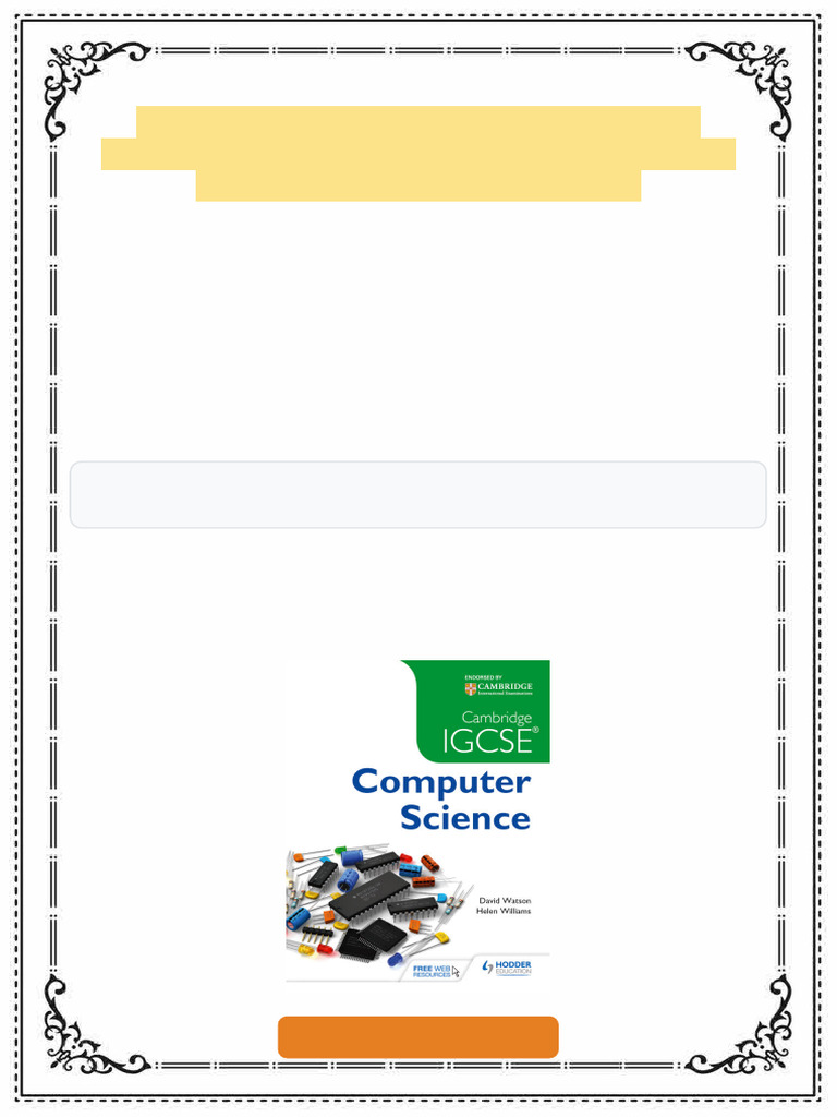 Cambridge IGCSE Computer Science 2nd Edition David Watson Helen ...
