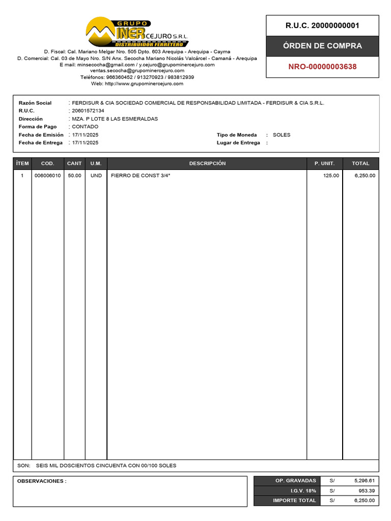 Oc 3638 Fierro de Const | PDF