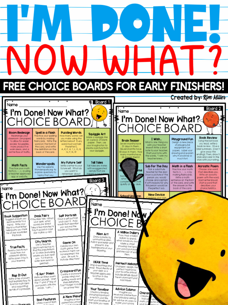 Free Choice Boards For Early Finishers! | PDF | Classroom | Copyright