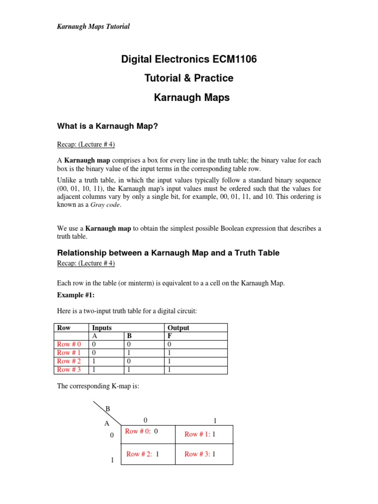 Tutorial Kmaps | PDF | Arithmetic | Logic