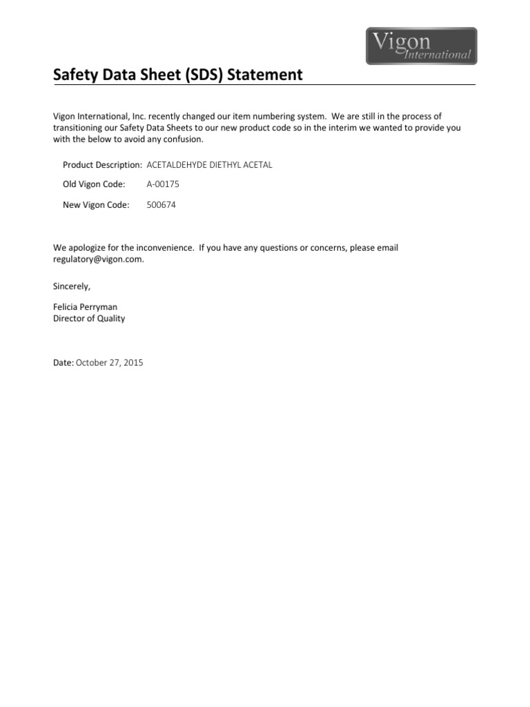 Acetaldehyde Diethyl Acetal SDS Guide | PDF | Firefighting | Dangerous ...