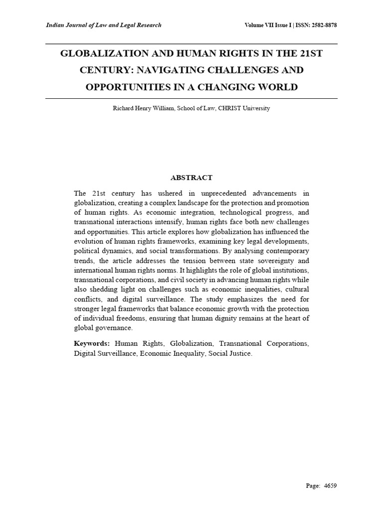 Globalization and Human Rights in The 21st Century - Navigating ...