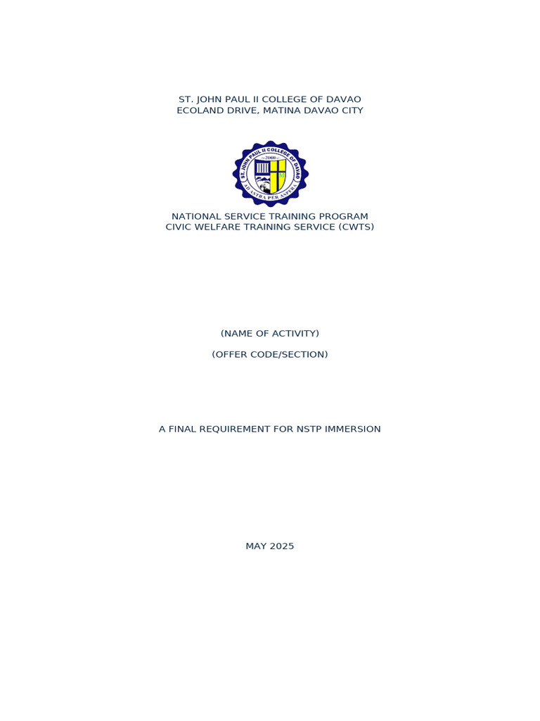 NSTP CWTS Final Requirement 2025 | PDF