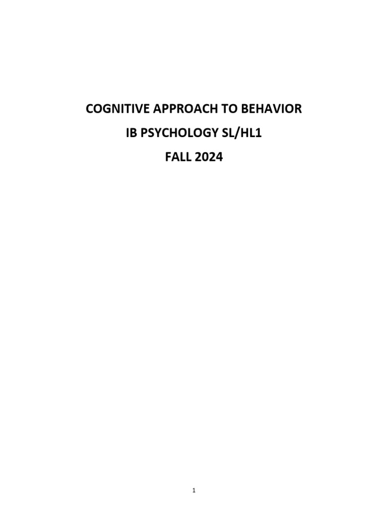 Cognitive Approach Booklet Fall 2024 | PDF | Memory | Schema (Psychology)