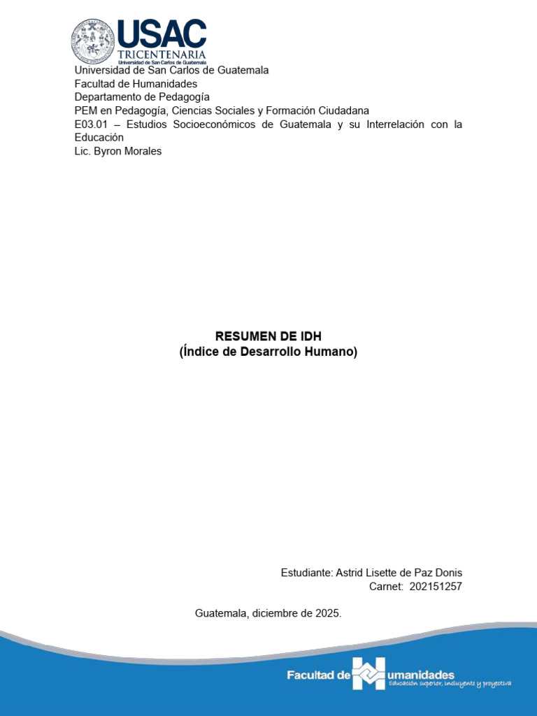 Resumen Idh | PDF | Desigualdad social | Discriminación y relaciones ...