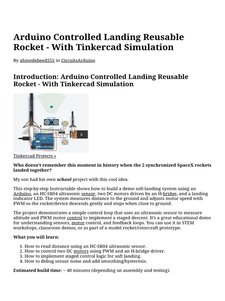 Arduino Soft-Landing Rocket Project | PDF | Arduino | Power Supply