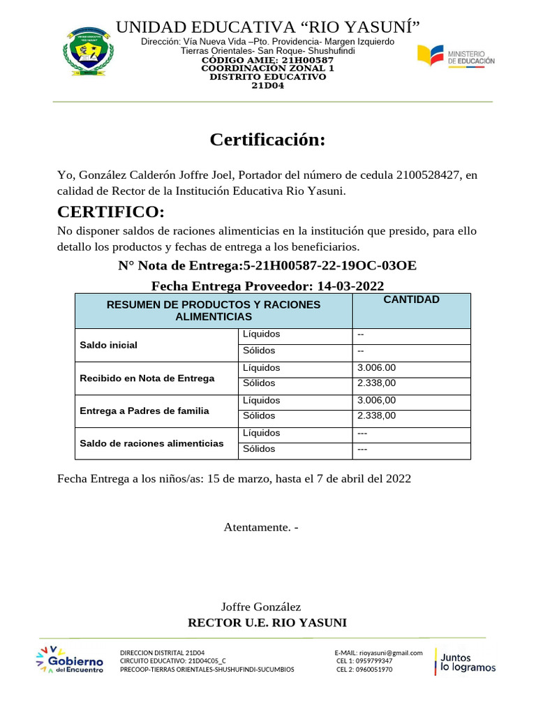 INFORME COLACION MARZO REVISADO 11-04-2022 | PDF