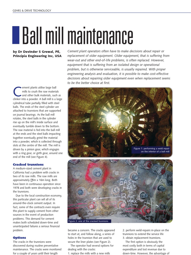 Ball Mill Maintainance | PDF | Mill (Grinding) | Gear