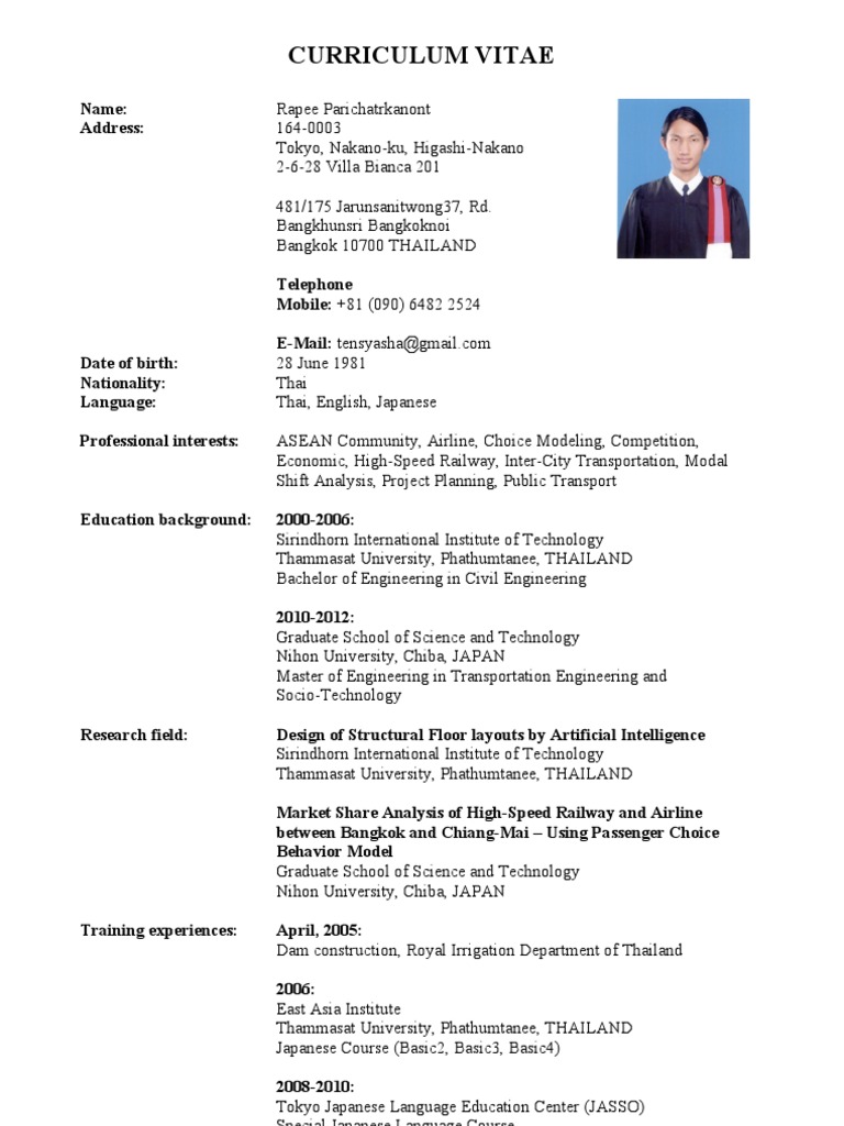 Curriculum Vitae | PDF | Thailand | Japan