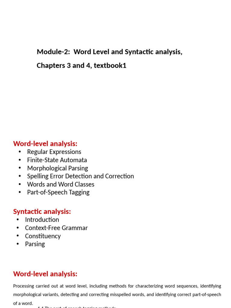 Word and Syntax Analysis Techniques | PDF | Phrase | Parsing
