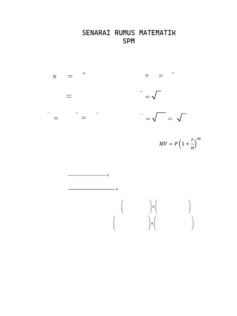 SENARAI RUMUS MATEMATIK | PDF | Area | Circle