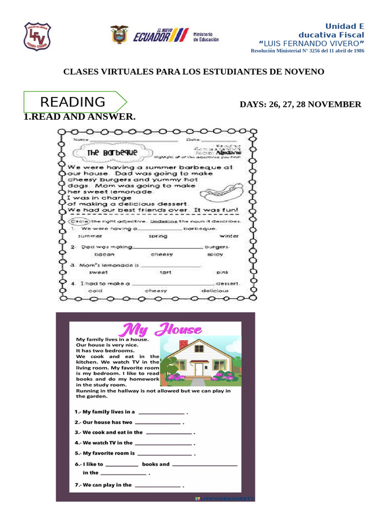 Actividad Virtual Noveno Curso. Miss. Mary | PDF
