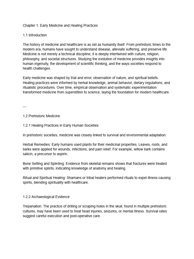 Early Medicine and Healing Practices | PDF | Public Health | Medicine
