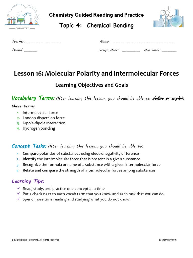 Molecular Polarity & Intermolecular Forces | PDF | Chemical Polarity ...