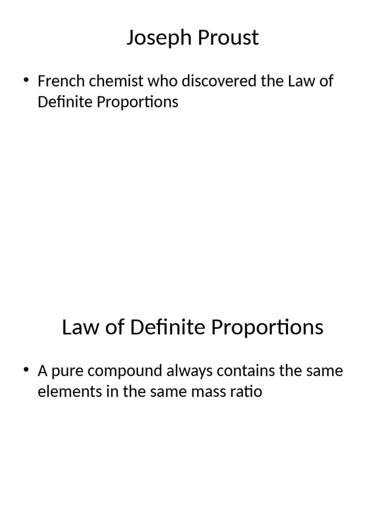 Joseph Proust Law of Definite Proportions | PDF