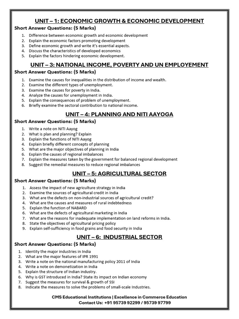 SR Economics 5M Questions | PDF | Economic Growth | Economics