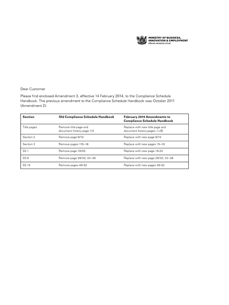 Compliance Schedule Handbook Amendment 3 | PDF | Elevator | Regulatory ...
