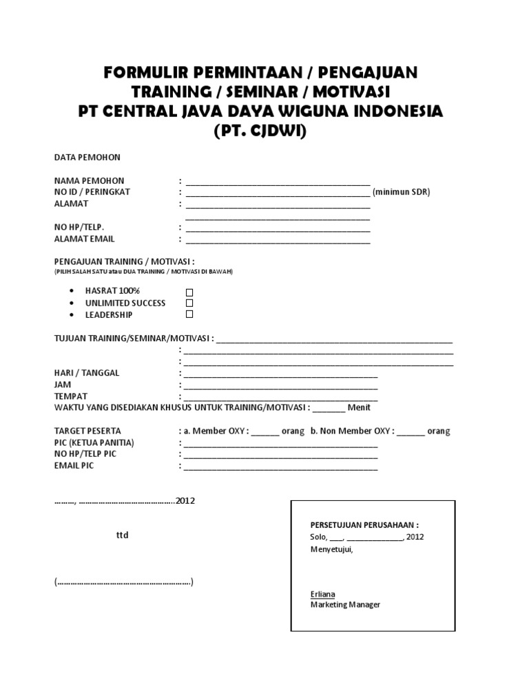 Formulir Permintaan Training Karyawan | PDF