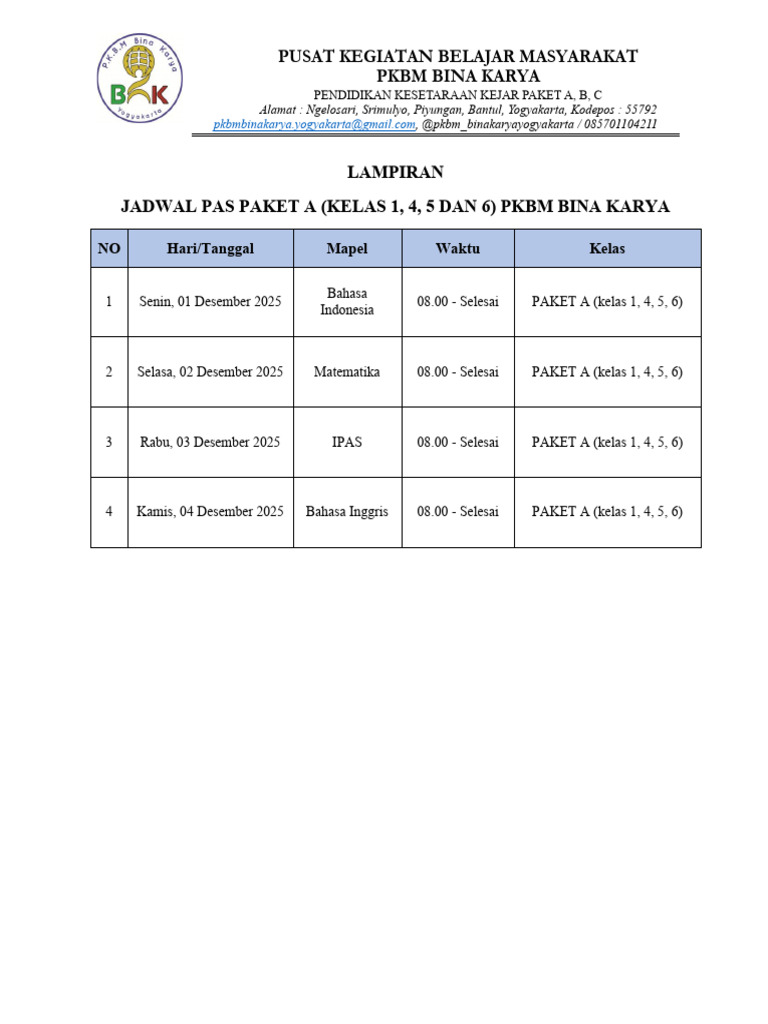 Undangan Pas 2025 Lampiran | PDF
