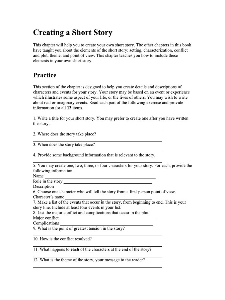 Creating a Short Story Finished Assignment | PDF