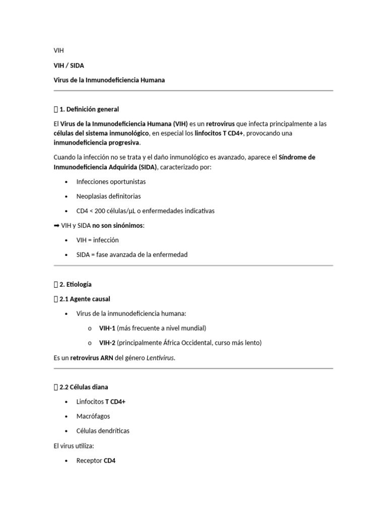 VIH y SIDA: Definición y Tratamiento | PDF | VIH | VIH / SIDA