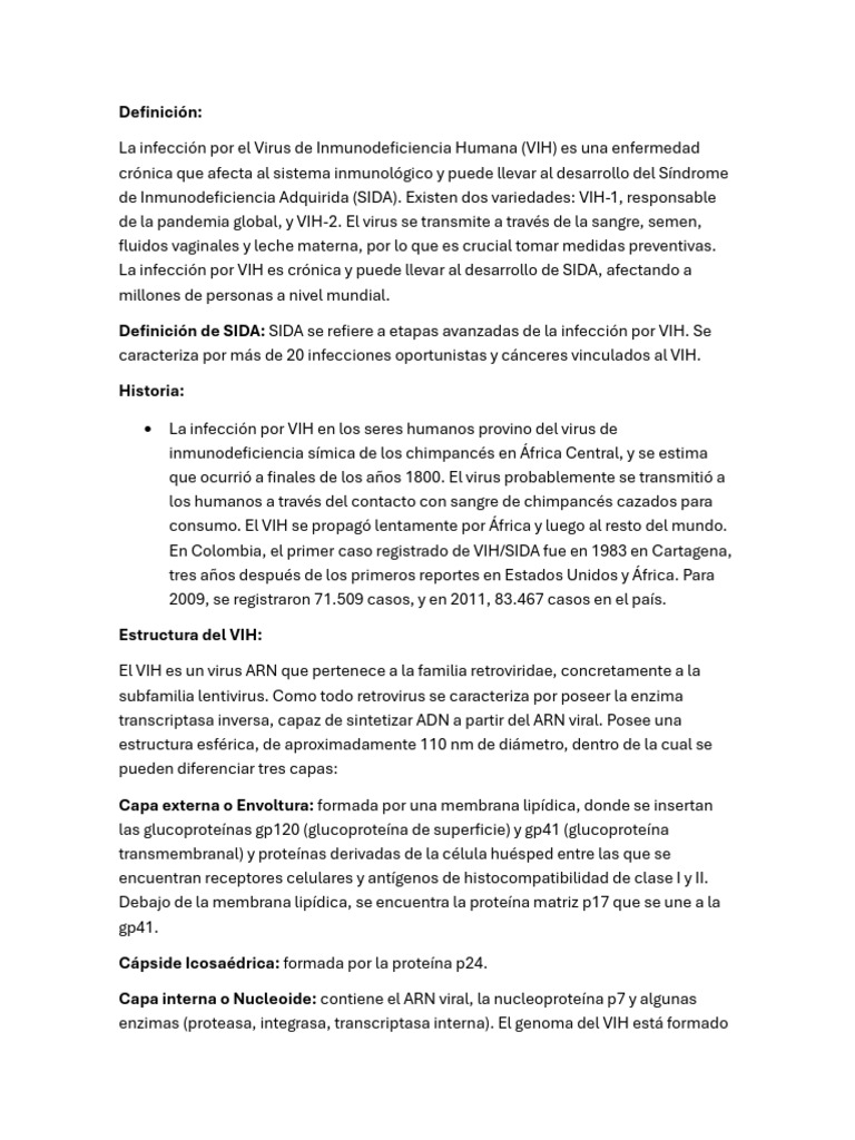 Infección por VIH: Definición y Mecanismos | PDF | VIH | Virus